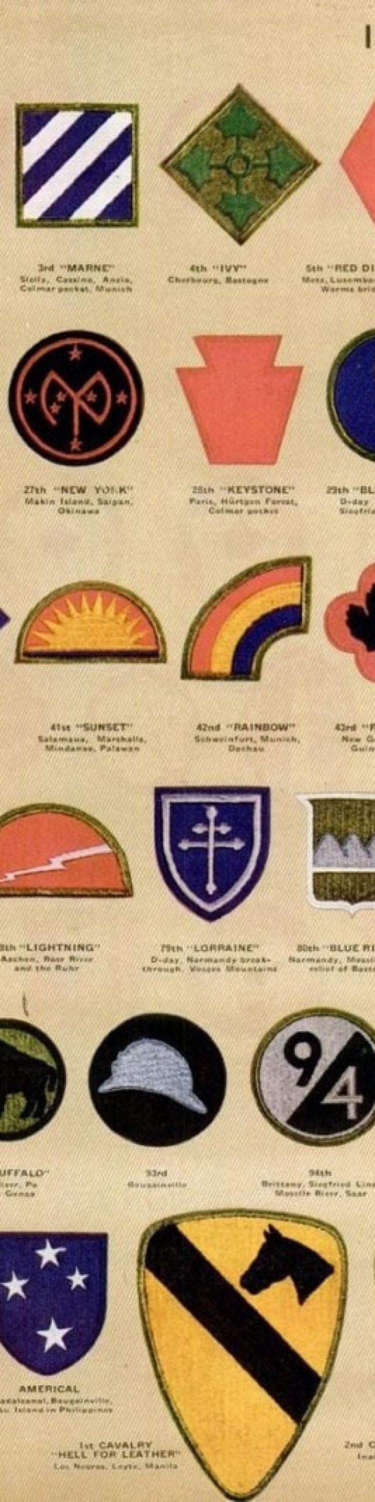 See dozens of vintage US Army & Navy shoulder insignia, plus WWII ...