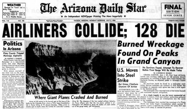 The Grand Canyon airplane crash: United & TWA planes collide (1956 ...