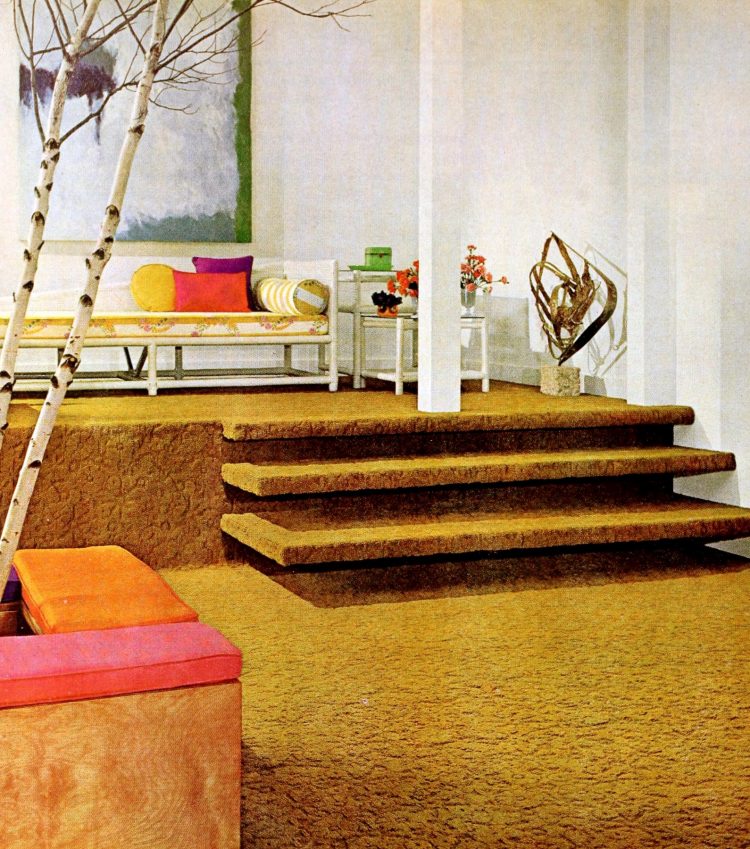 Color made this 60s striped sunroom decor as vivid & welcoming as the ...