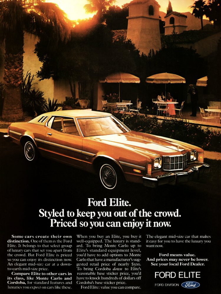 Ford Elite cars from the 1970s: A stylishly different alternative ...
