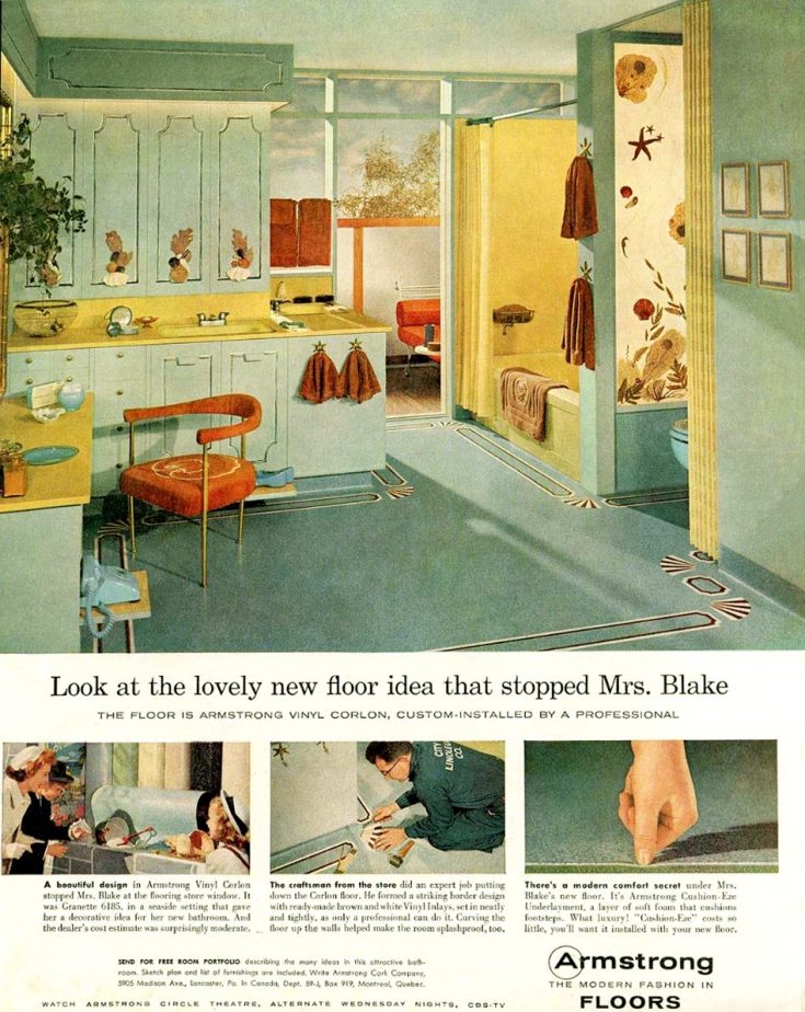 Bold 1950s linoleum flooring: See how the postwar bathroom floor became ...
