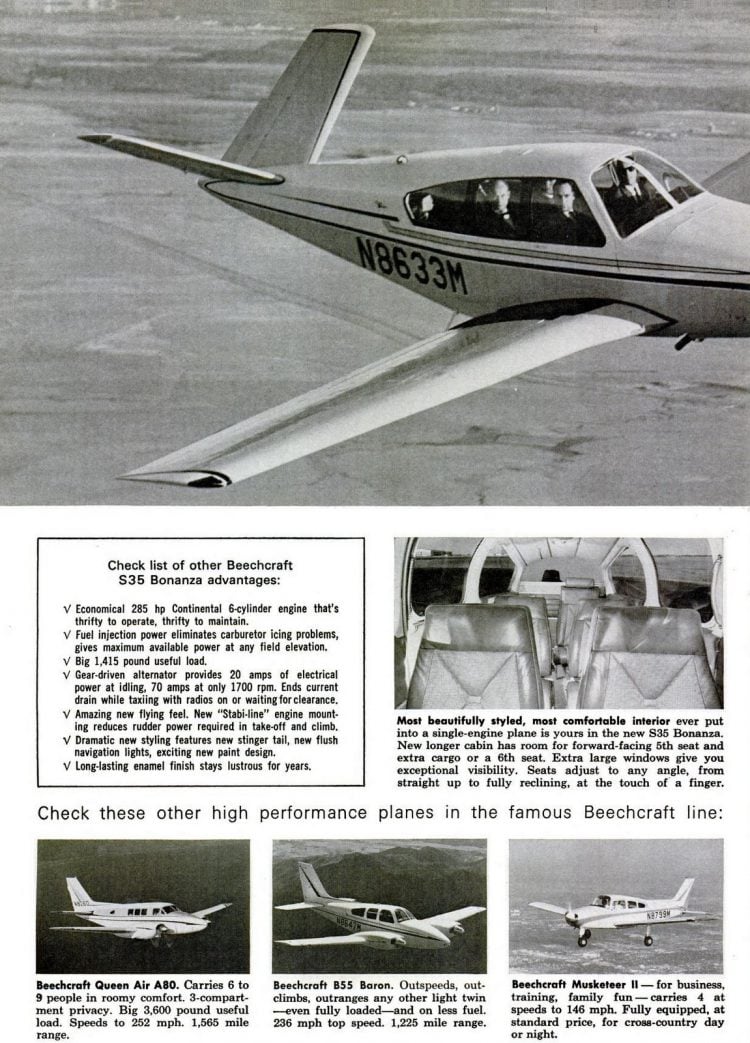 Look back at vintage Beechcraft propeller airplanes from the 1960s ...
