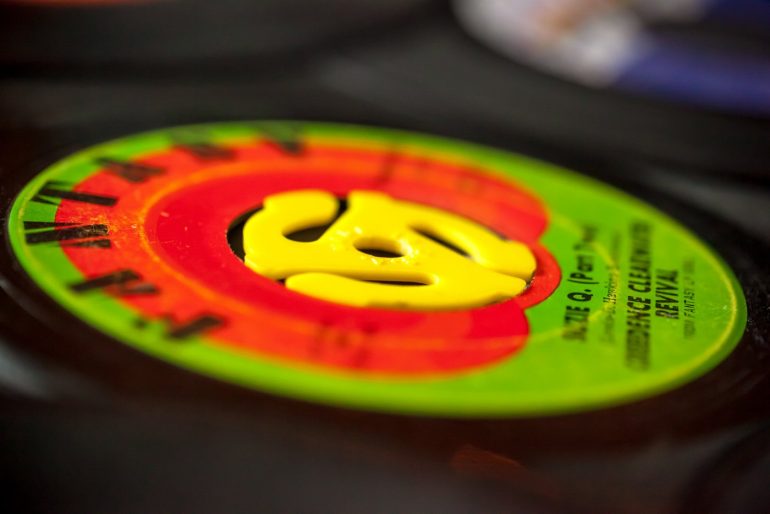 Remember 45 rpm record inserts? See a bunch of those little spindle ...