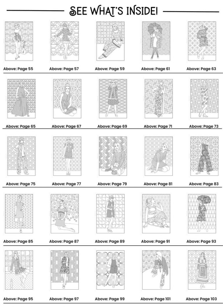 Vintage Fashion from the 1960s adult coloring book: 50 pages of retro ...