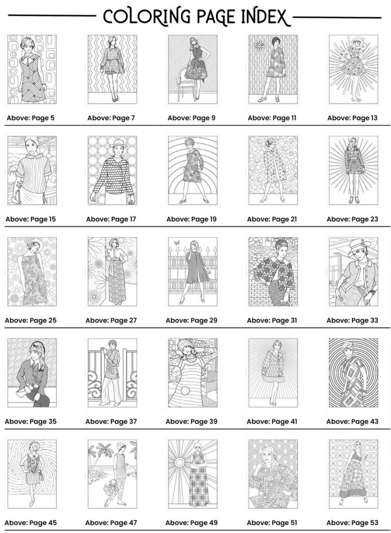 Vintage Fashion from the 1960s adult coloring book: 50 pages of retro ...