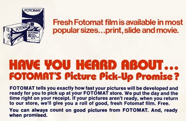 The drive-up Fotomat store offered fast & easy next day film developing ...
