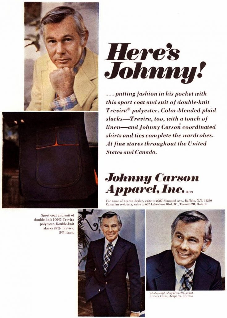 Johnny Carson’s line of polyester suits was a huge seller in the ’70s ...
