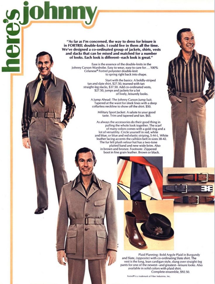 Johnny Carson’s line of polyester suits was a huge seller in the ’70s ...