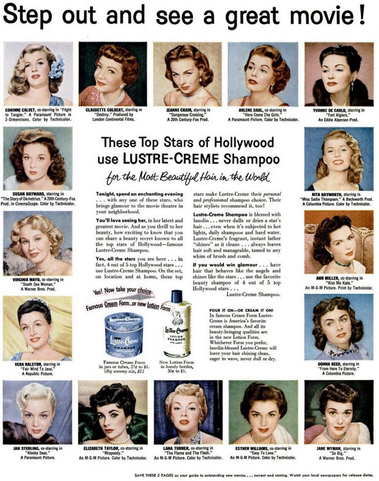 Lustre-Creme shampoo was popular with the most famous actresses of the ...