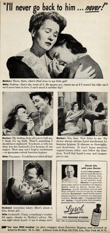 Dear '50s ladies: Use Lysol for the neglect that sometimes kills ...