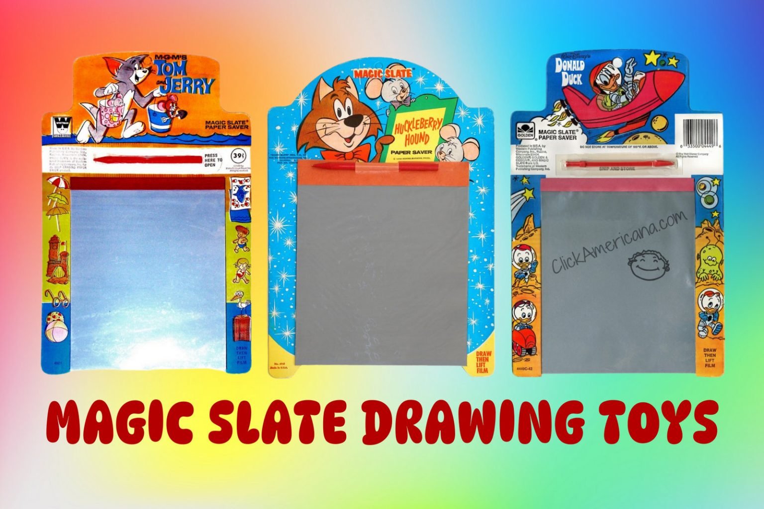 See the vintage Magic Slate drawing toys with characters like Donald ...