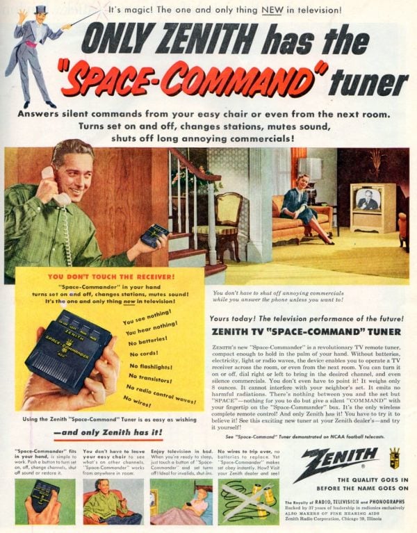Vintage Zenith 'Space Command' TV remote controls from the '50s & '60s - Click Americana