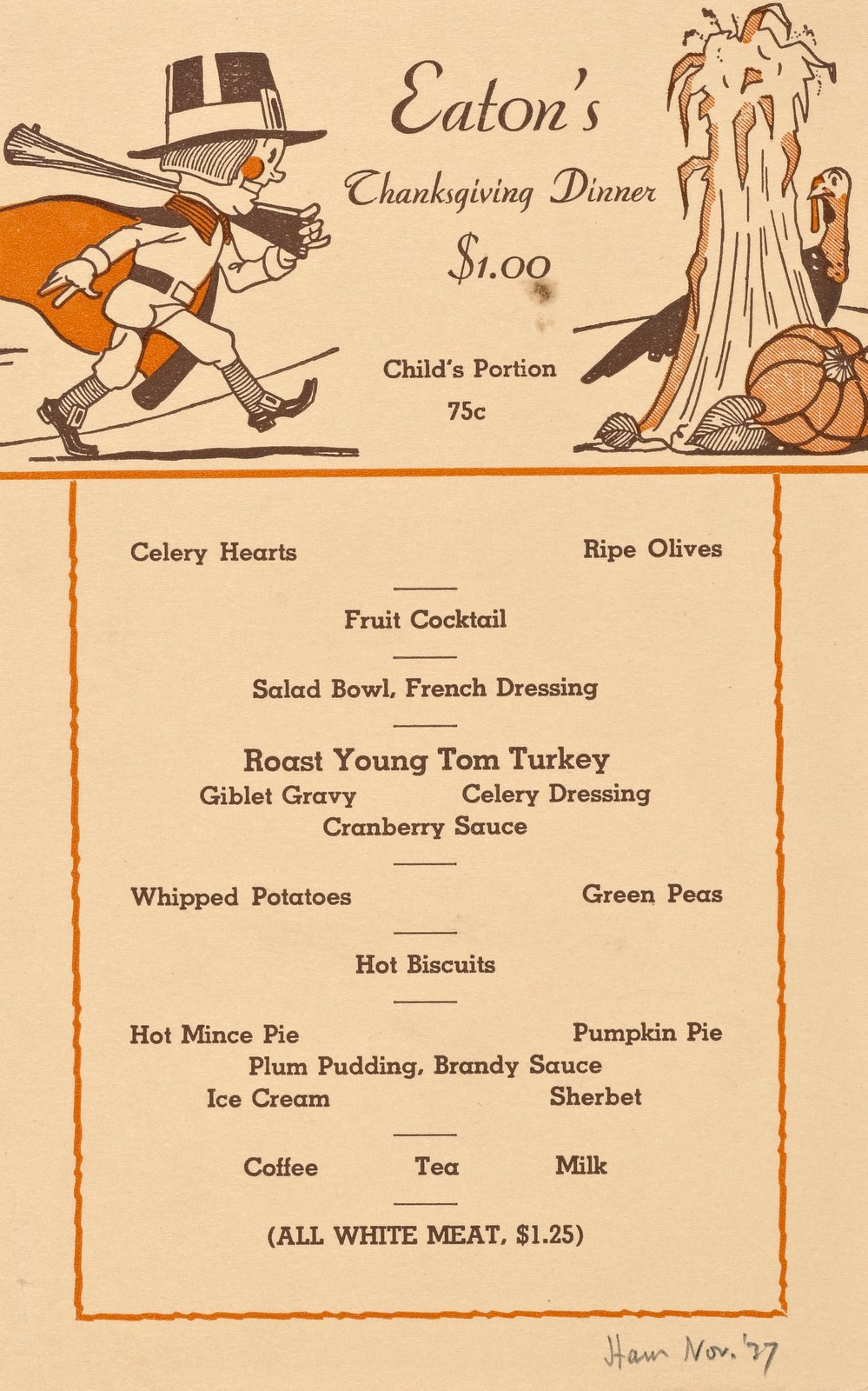 What a vintage Thanksgiving menu looked like before canned cranberry ...