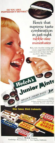 Remember these vintage Welch's candies? Junior Mints, Sugar Daddy, Nut ...