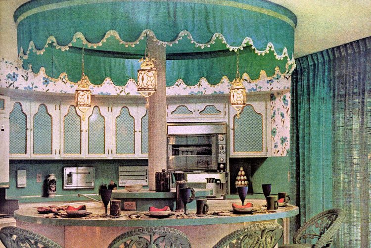 See a party-perfect carousel kitchen island in turquoise from 1966 ...