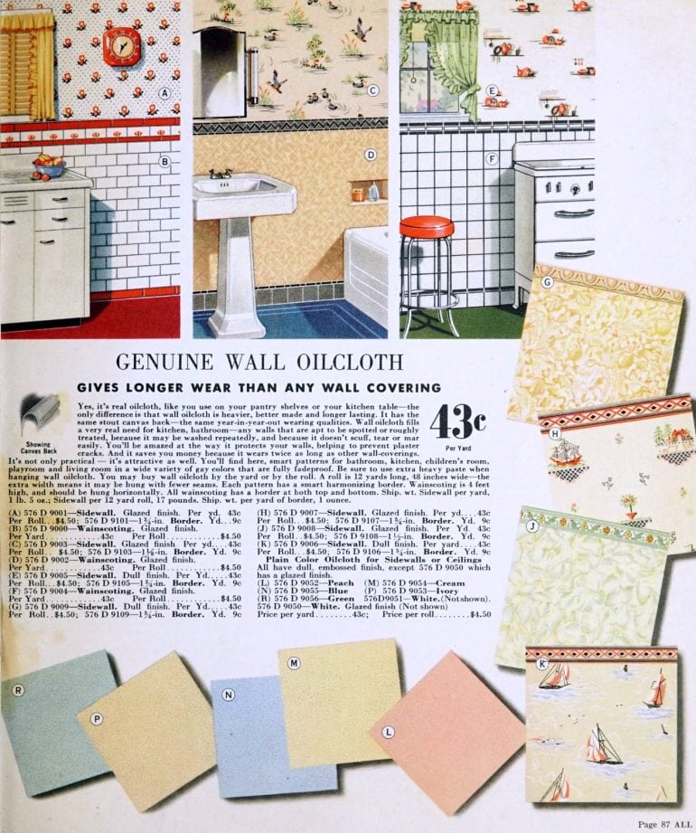 Old-fashioned oilcloth was pretty & popular decor for kitchens in the ...