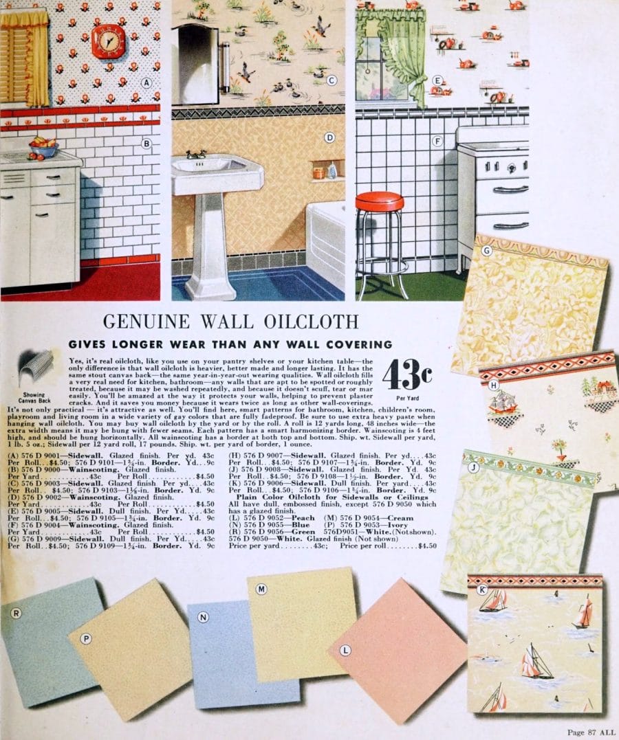 Old-fashioned oilcloth was pretty & popular decor for kitchens in the ...