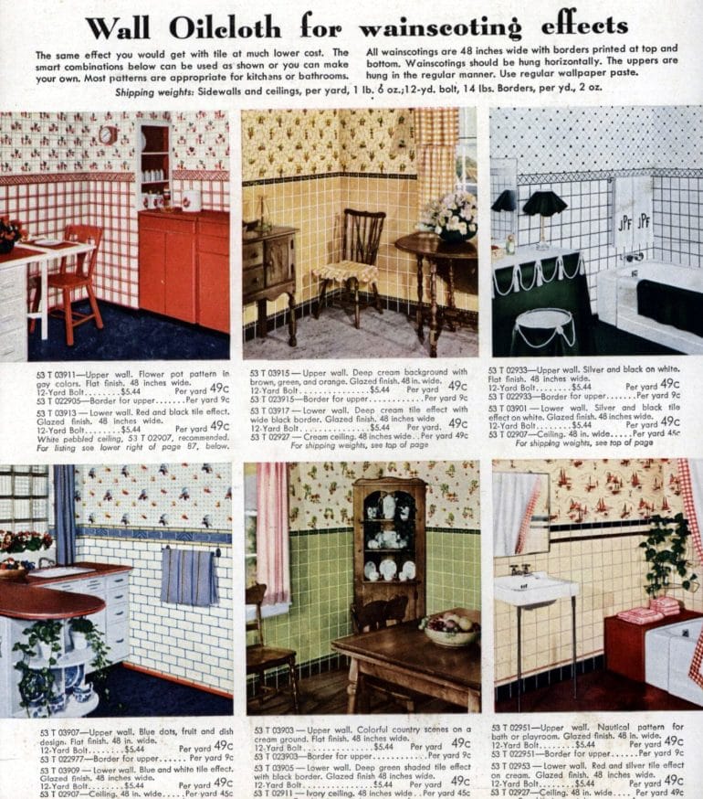 Old-fashioned oilcloth was pretty & popular decor for kitchens in the ...