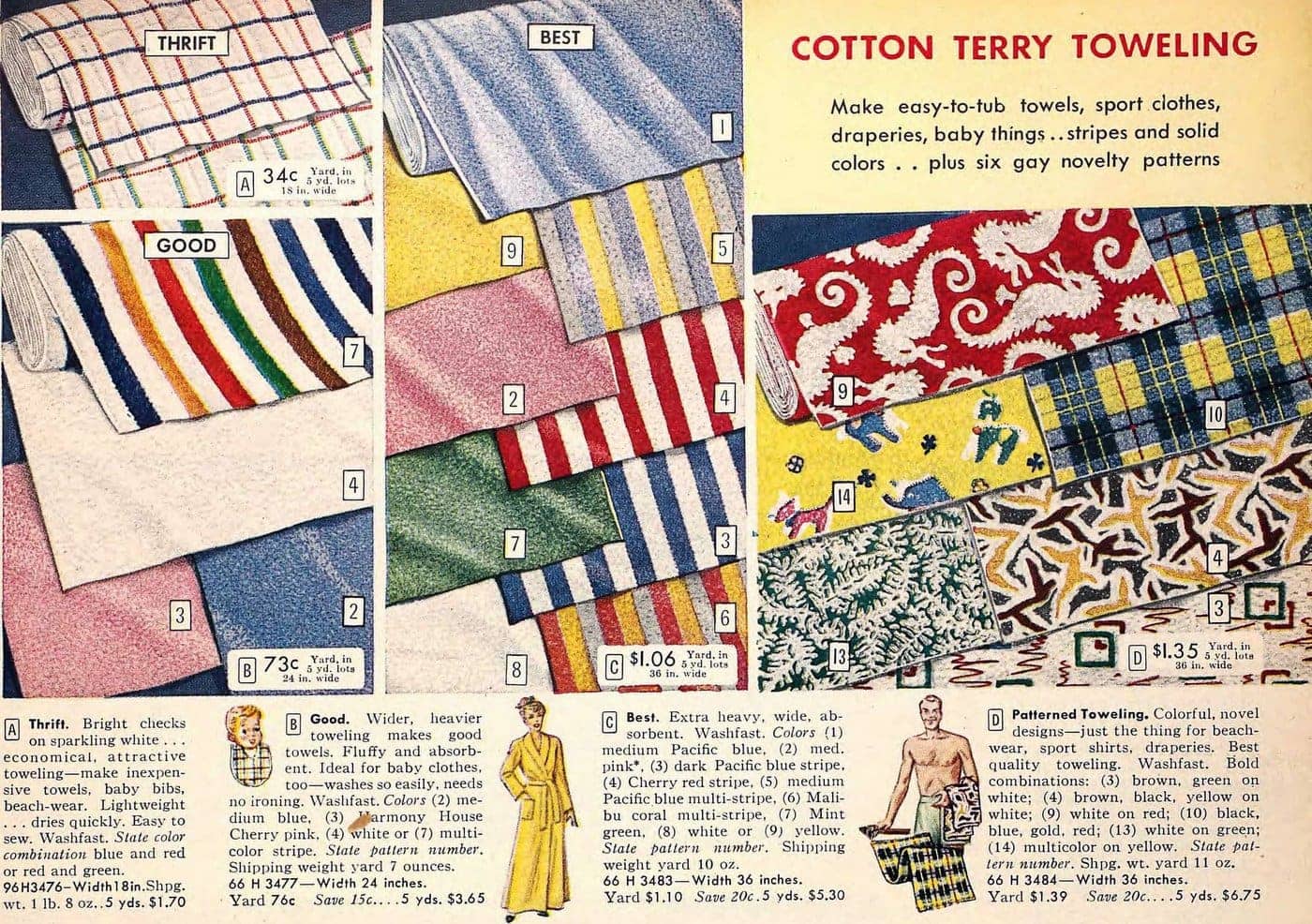 See 50+ retro bath towels from the 1950s - Click Americana