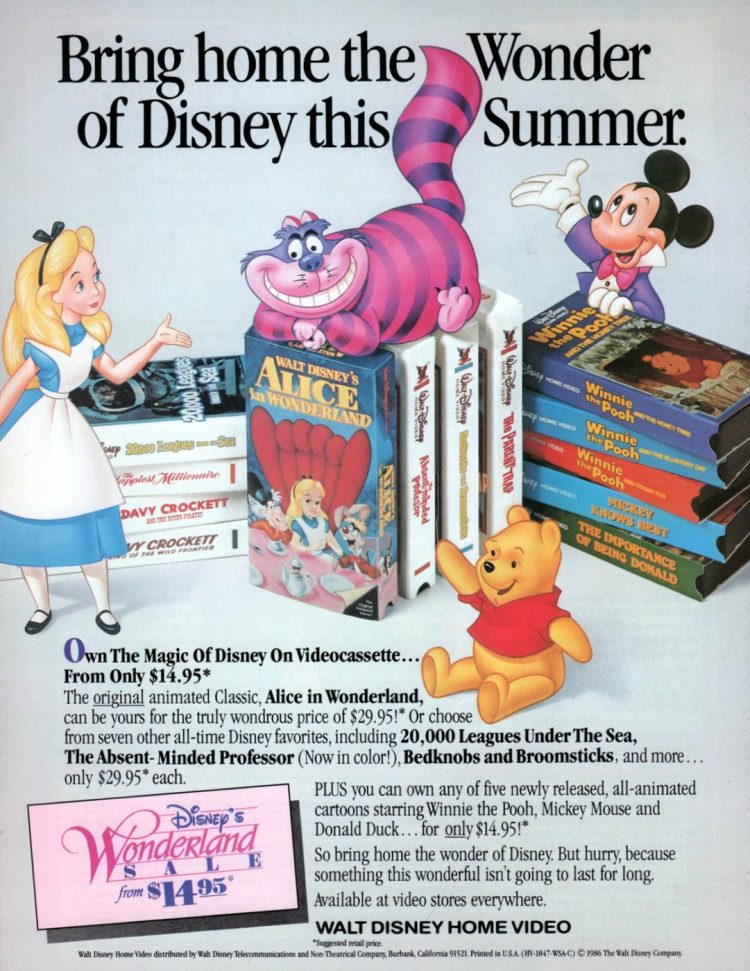 Classic Walt Disney Home Video VHS movies & short collections from the ...