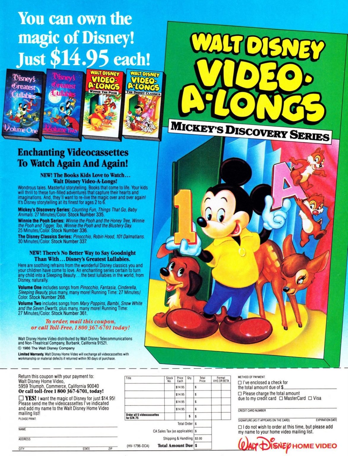 Classic Walt Disney Home Video VHS movies & short collections from the ...