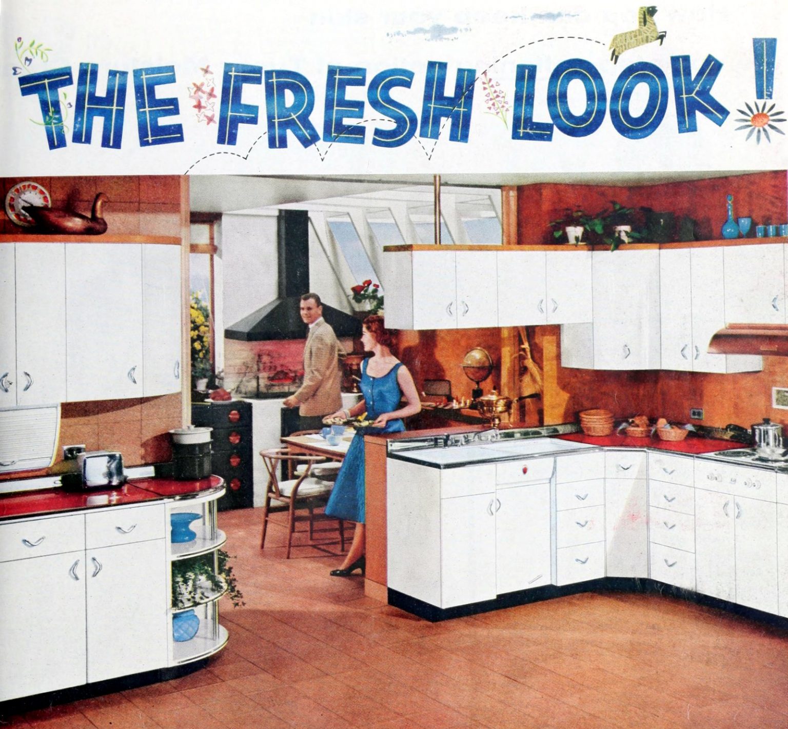 9 colorful mid-century kitchen remodels & retro floorplans from 1954 ...
