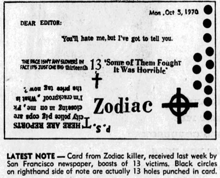 These Zodiac Killer letters & creepy cipher hints have frustrated the ...