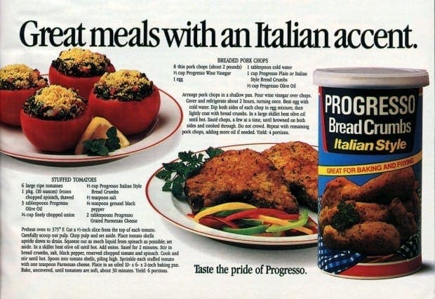 Stuffed tomatoes & breaded pork chop recipes (1987) - Click Americana