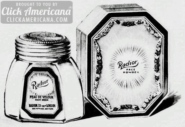 Radium-infused vanishing cream & face powder (1919) - Click Americana