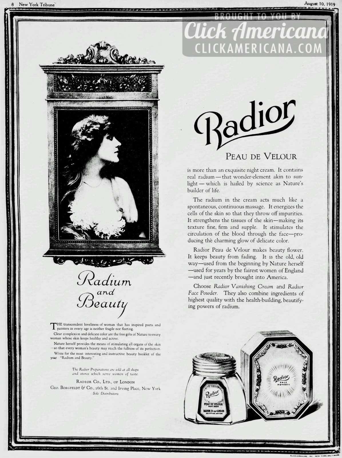 Bad idea department: Radioactive face cream & radium face powder (1919 ...