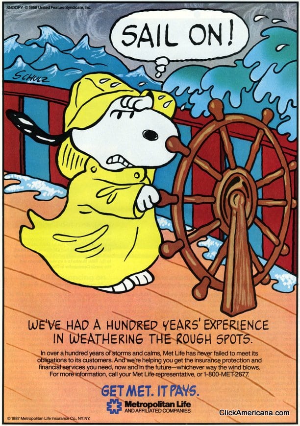 The Peanuts star in Met Life ads (1986-1988) - Click Americana