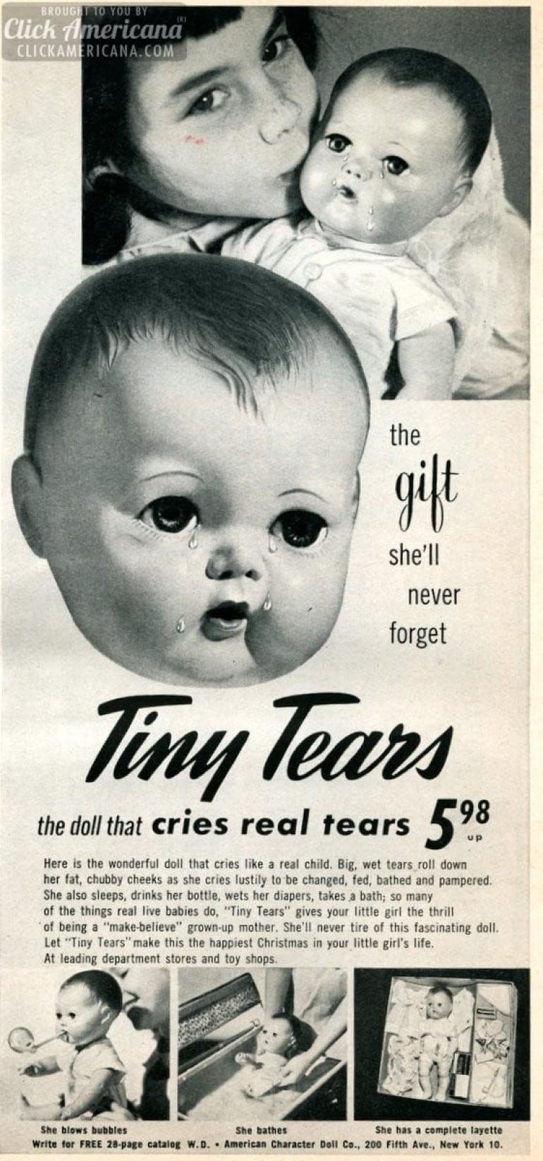 Tiny Tears, the doll that cried 'real' tears, delighted little girls ...