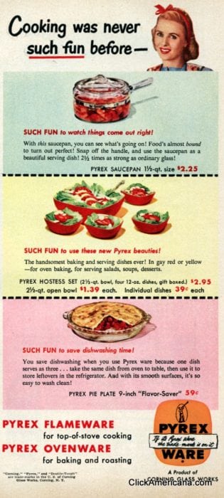 Vintage Pyrex from the '50s: Color bakingware, glass Pyrexware ...