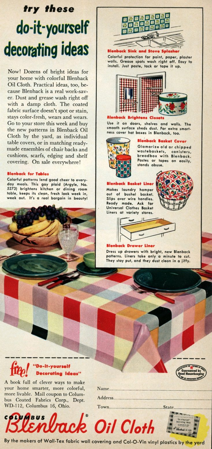 Old-fashioned oilcloth was pretty & popular decor for kitchens in the ...
